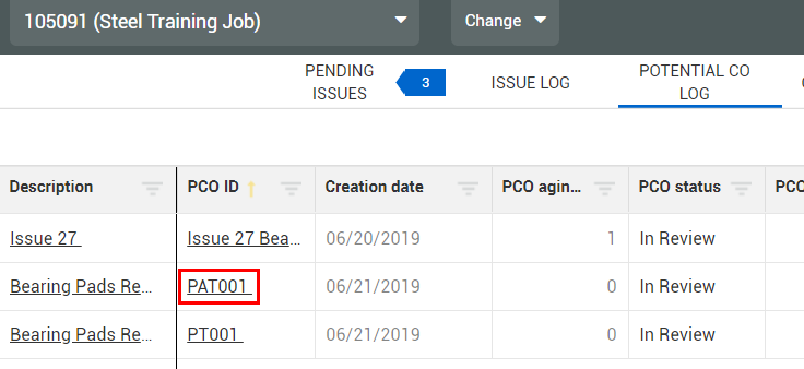 Potential Change Order (PCO)