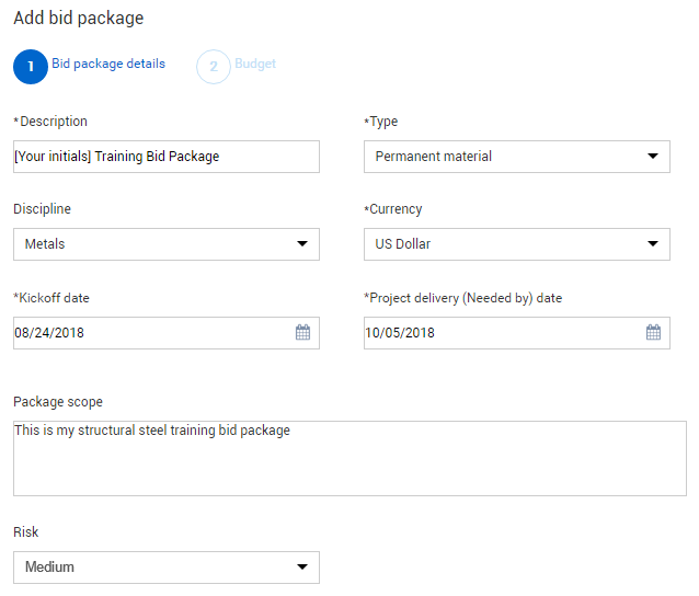 Add Bid Package
