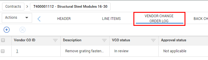 Vendor Change Orders