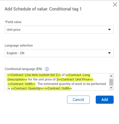 Conditional tag setup subtab