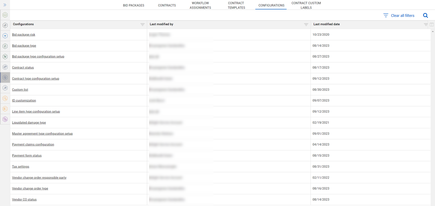 InEight Contract - Configurations