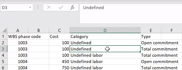 Cost Item Excel Import