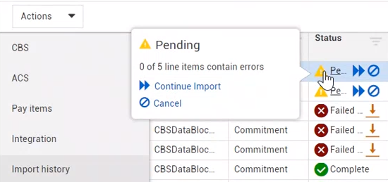 Cost Item Excel Import