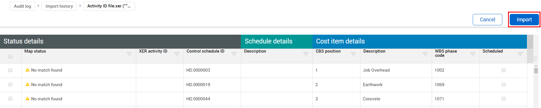 InEight Control - Primavera Schedule Integration
