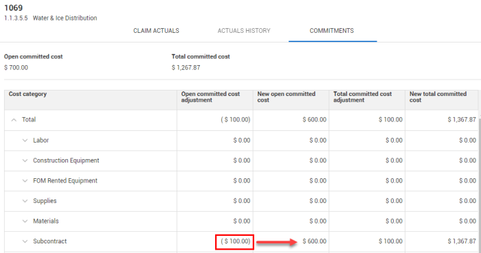 Track Open/Remaining and Total Committed Costs