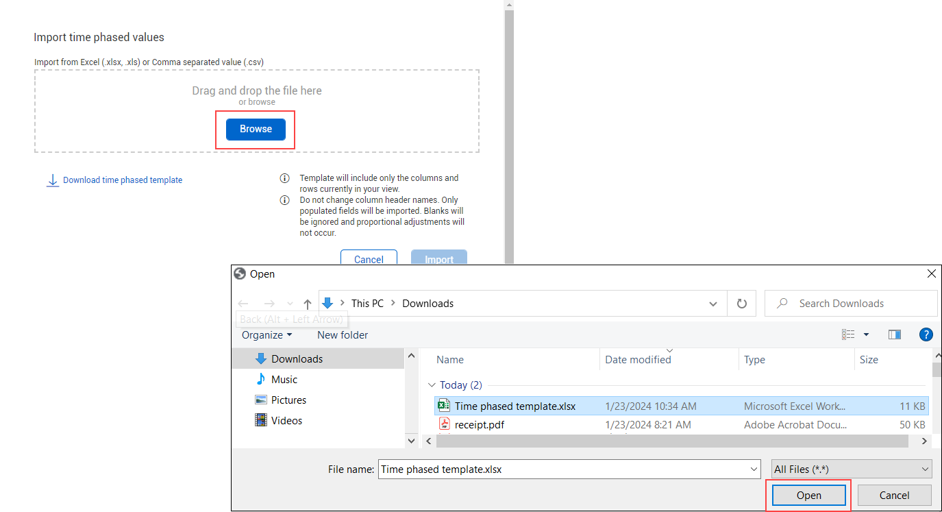 Time Phased Forecasting