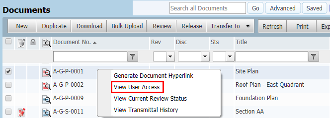 Access to a document