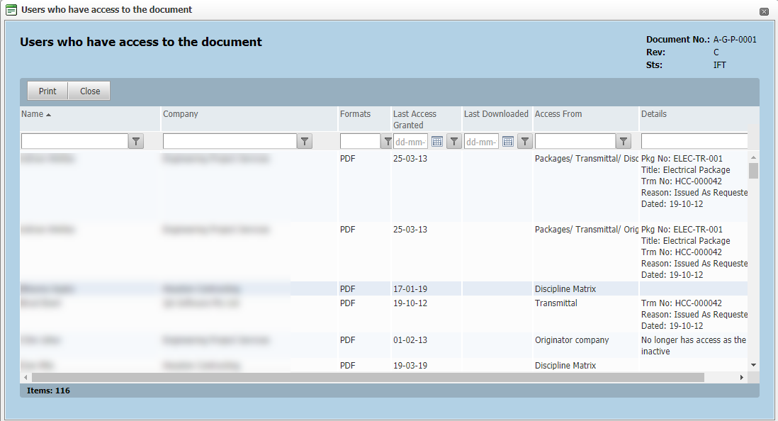 Access to a document