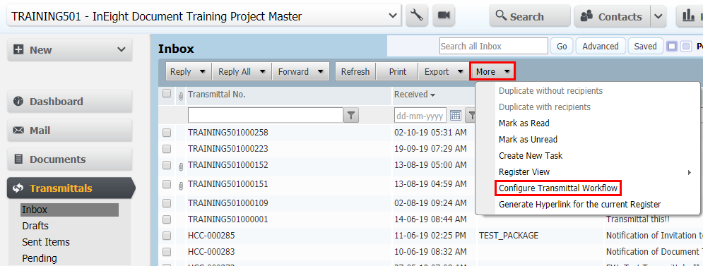 InEight Document Classic - Configure Transmittal Workflow