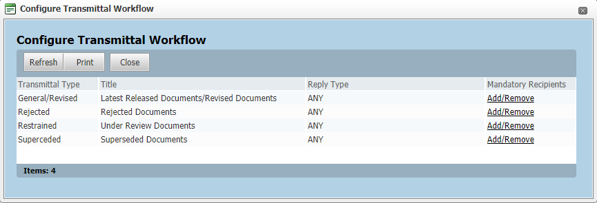 Configure Transmittal Workflow
