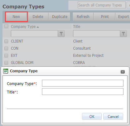 Creating Company Types