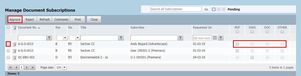 InEight Document Classic - Processing Subscription Requests