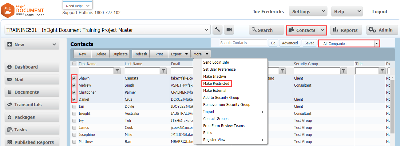 InEight Document Classic - Restricted Users