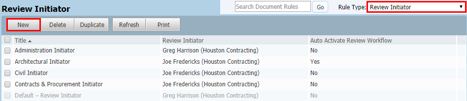 Review Initiator Rules