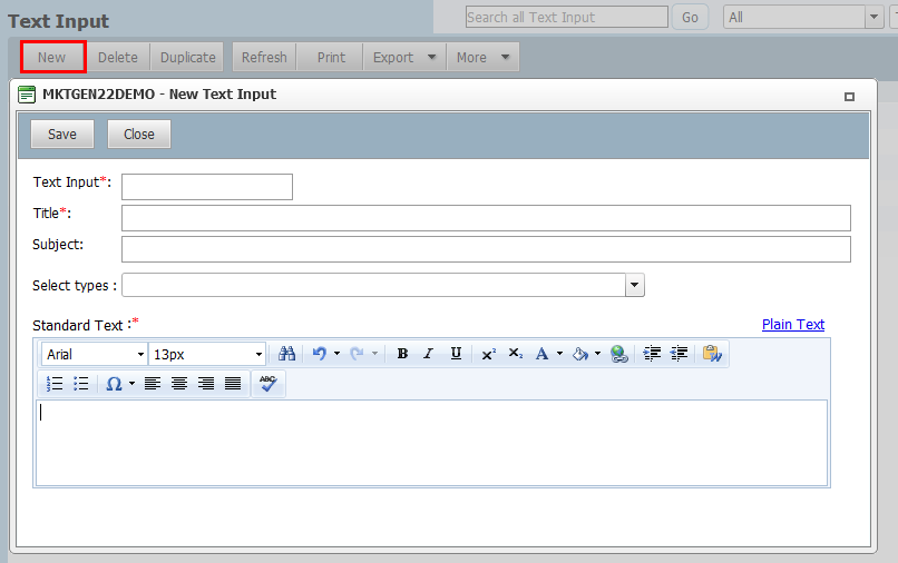 InEight Document Classic - Text Inputs
