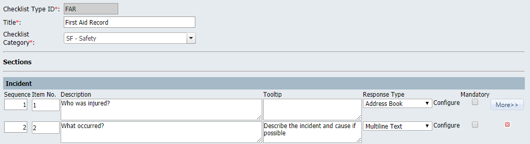 Adding Items to a Section