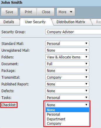Checklist Access