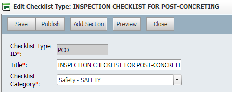 Creating a new Checklist Type