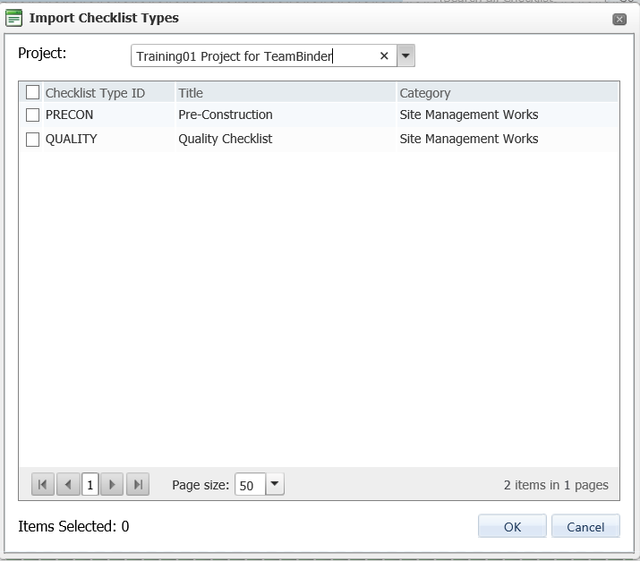 Importing Checklist Types