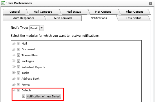 Defect Notifications