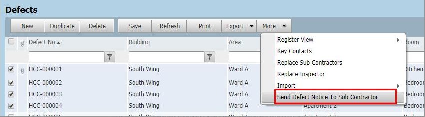 Issuing a Defect Notice to Sub-Contractors
