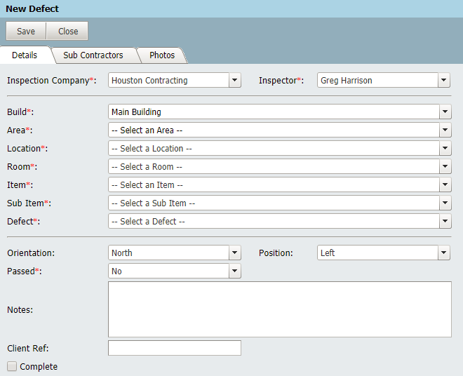 Logging of Defects on the Web Application