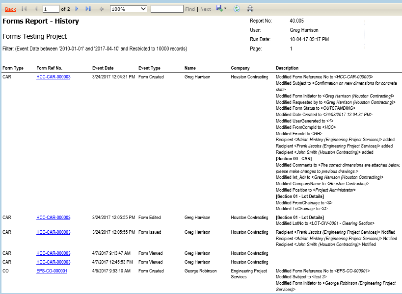 005 – Report – History