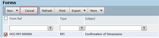 InEight Document Classic - Cancelling a Form
