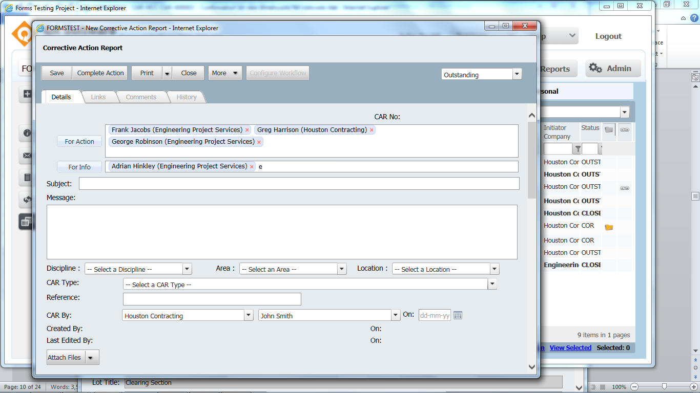 InEight Document Classic - How to Initiate a New Form