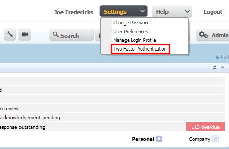 Ineight Document Classic Two Factor Authentication