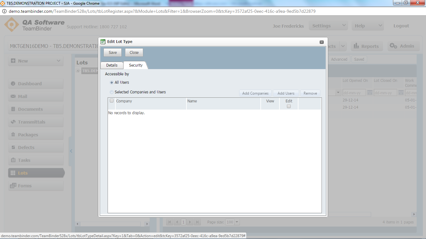 InEight Document Classic - Creating and Managing Lot Types
