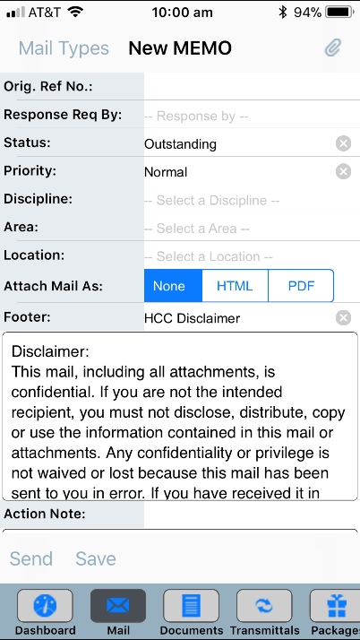 InEight Document Classic - Creating New Mail