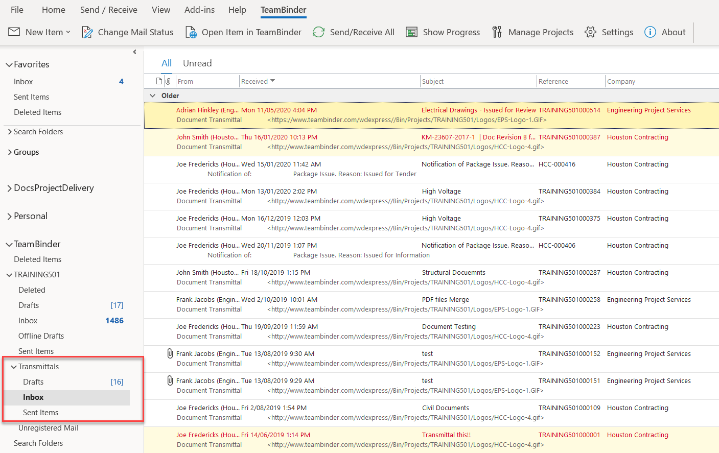 InEight Document Classic - Transmittals