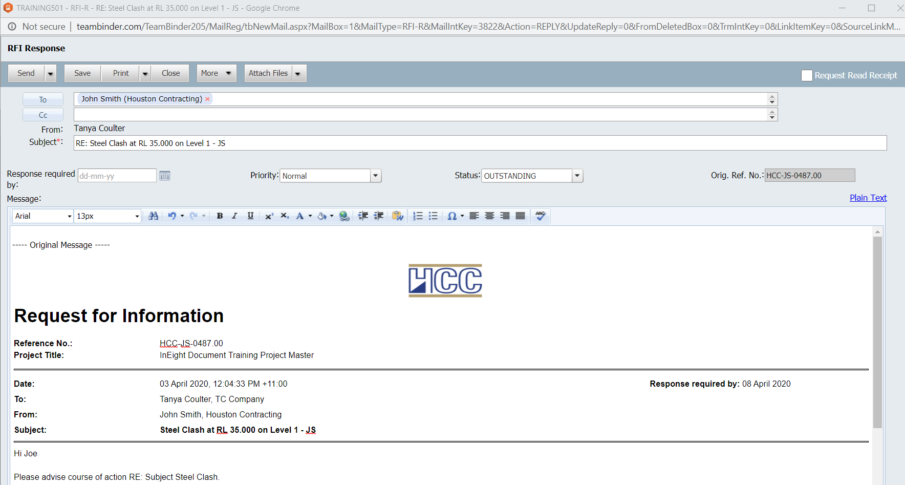 InEight Document Classic - Managing Mail within Outlook