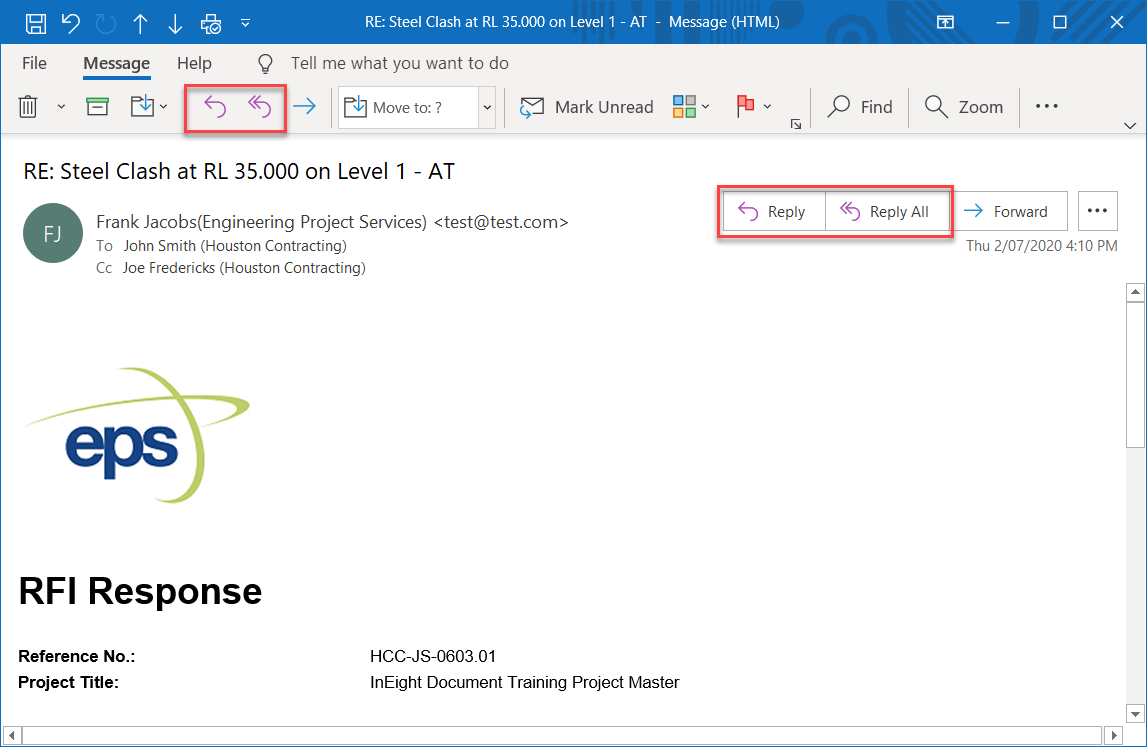InEight Document Classic - Managing Mail within Outlook