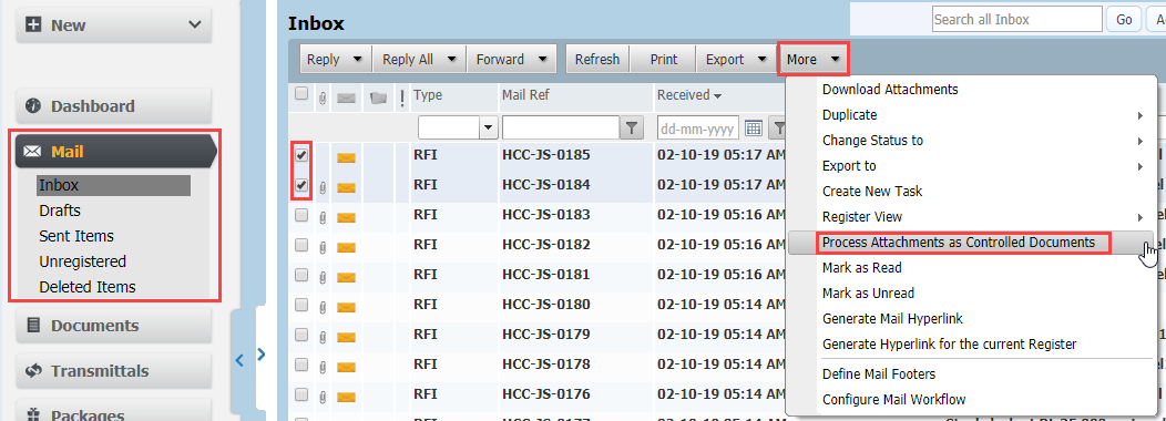 InEight Document Classic - Processing Mail Attachments as Controlled ...