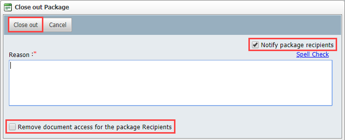 Closing a Standard Package
