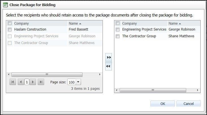 Closing the Package for Bidding