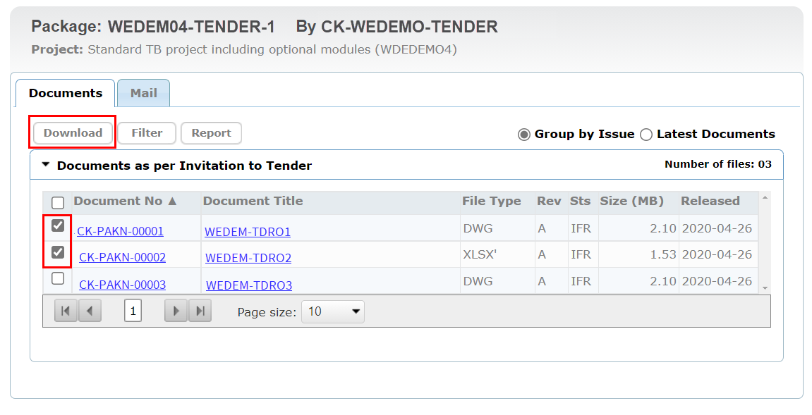 Downloading Documents from the TenderDocs Portal