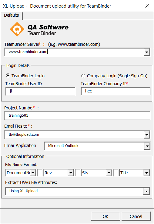 InEight Document Classic - Default Settings