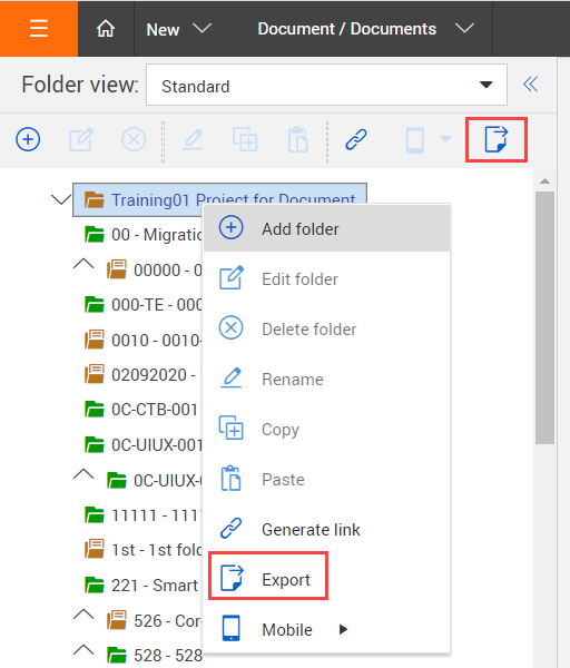 Export Folders