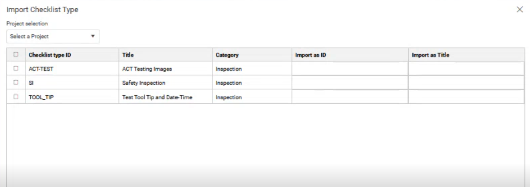 Import Checklist Types