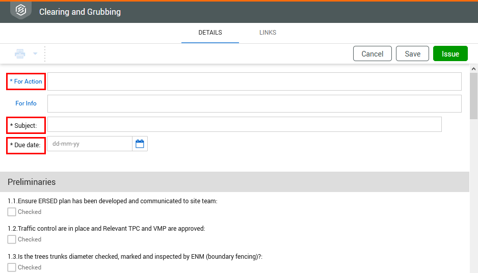 Starting a New Checklist