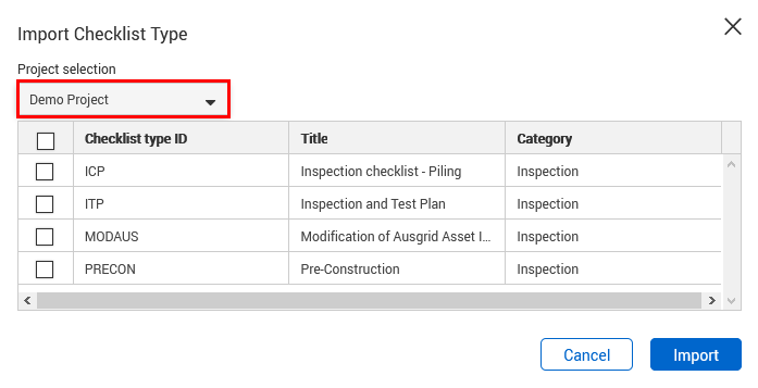 Importing Checklist Types