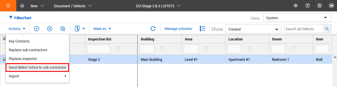 Issuing a Defect Notice to Sub-Contractors