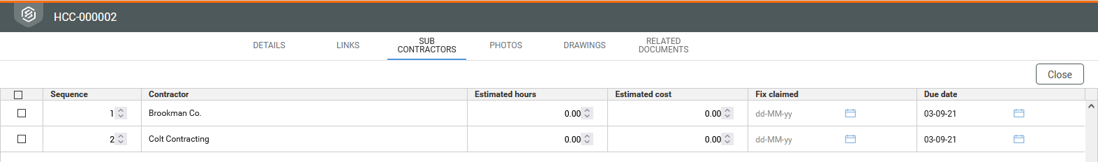 Log defects on the web application