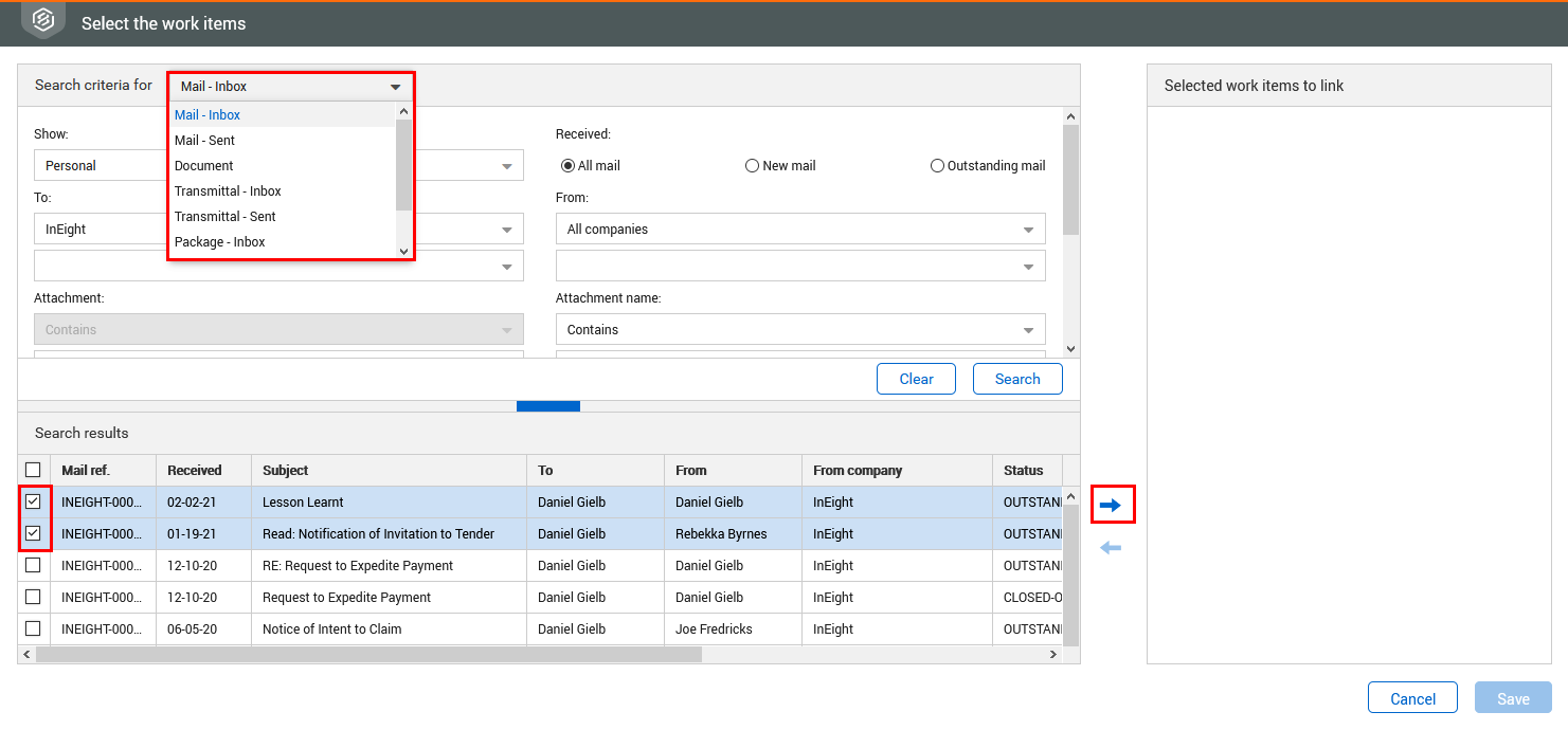 InEight Document - Linking Project Gallery with Other Modules