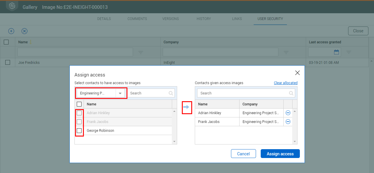 InEight Document - Managing User Access to Gallery Images
