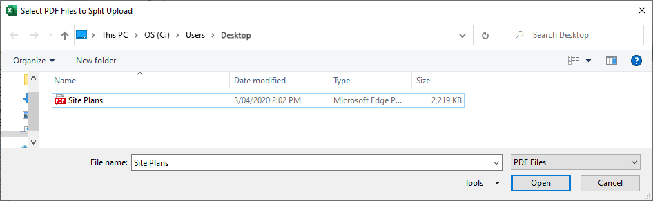 Splitting PDF files for upload