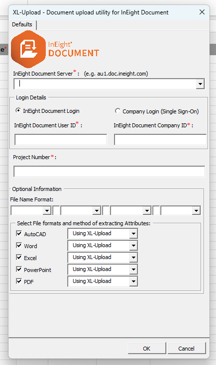 InEight Document - Default Settings